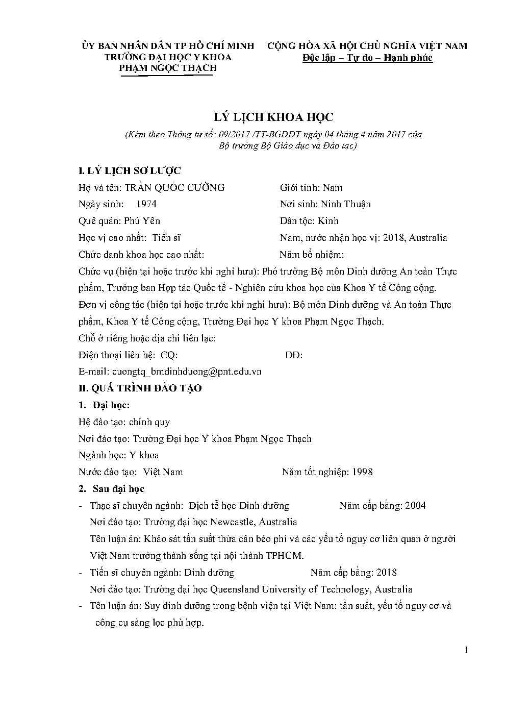 Trường Đại Học Y Khoa Phạm Ngọc Thạch